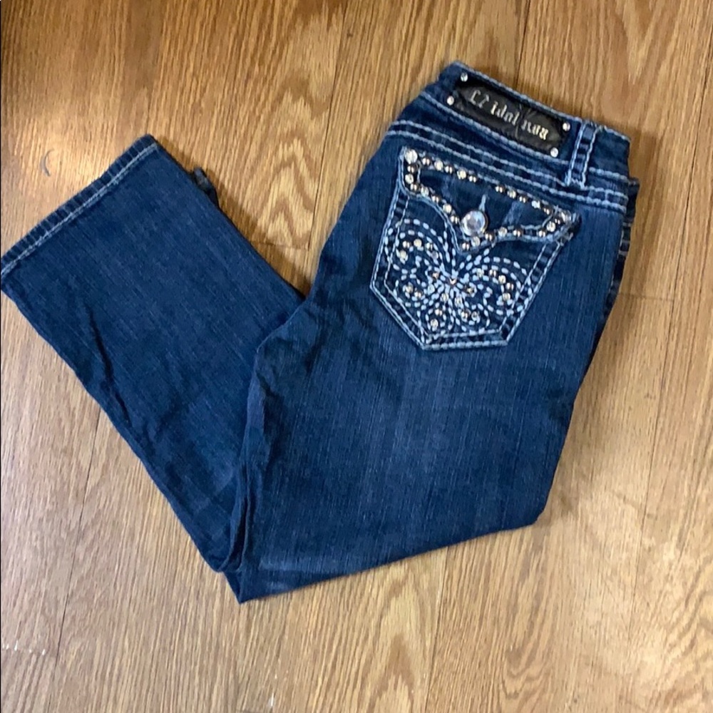 L A Idol Jean Sz 11 Bling And Thick Stitch Capris - Gem